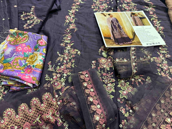 Hussain Rehar Luxury Lawn 2025 – Royal Plum Elegance with Pastel Pink ...